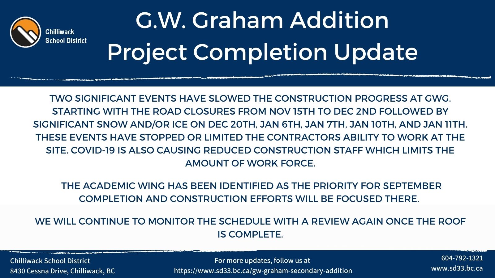 G.W. Graham Secondary Addition | Chilliwack School District #33